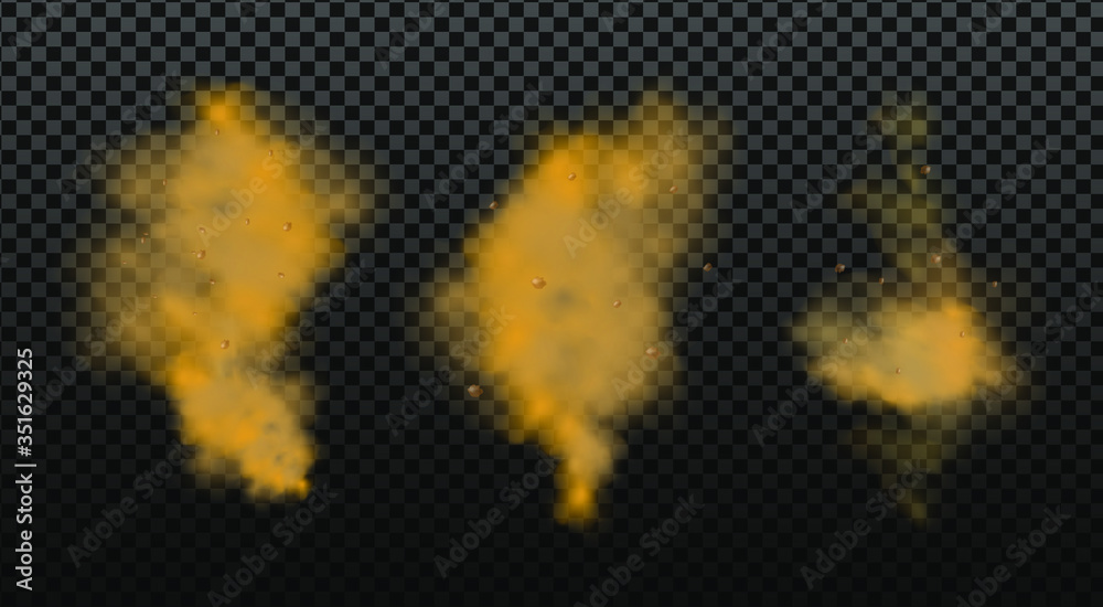 Dust cloud with particles with dirt,cigarette smoke, smog, soil and ...