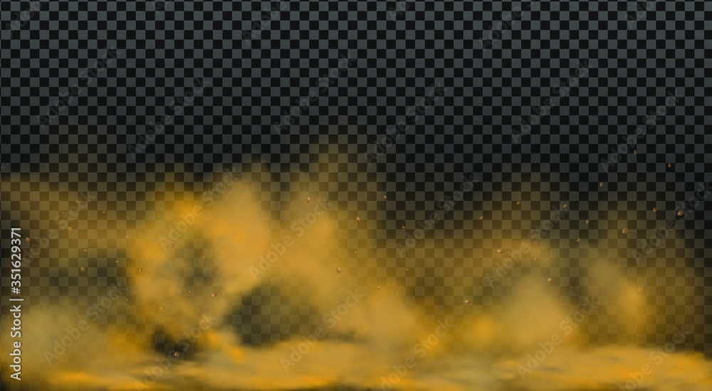 Dust cloud with particles with dirt,cigarette smoke, smog, soil and ...