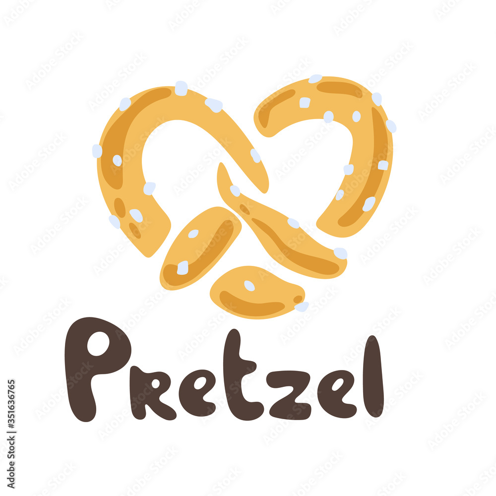 Pretzel sign isolated on white background. Traditional German meal. A ...