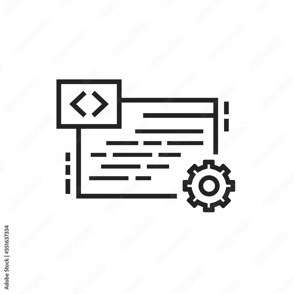 It Courses Black Line Icon Programming Coding Learning Software Development E Learning