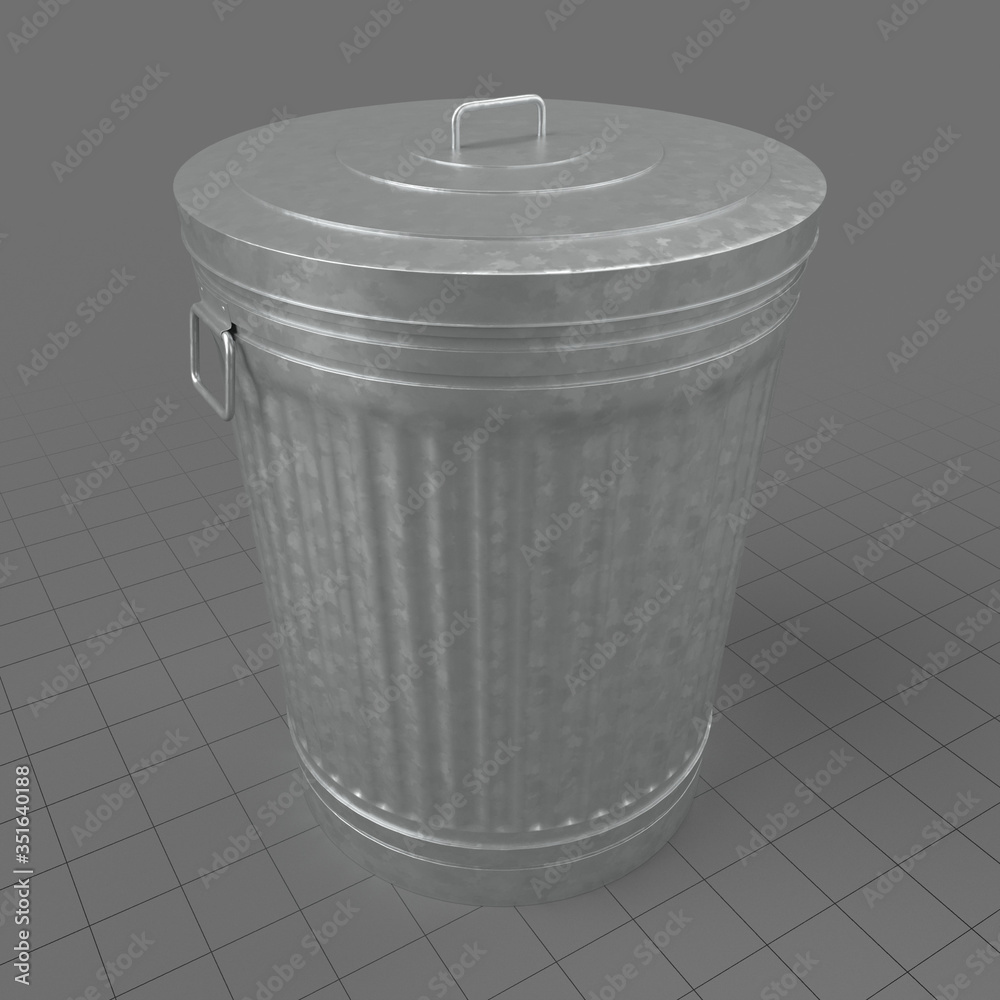 Closed metallic trash can Stock 3D asset | Adobe Stock