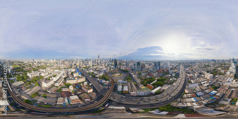 360 panorama by 180 degrees angle seamless panorama of aerial view of ...