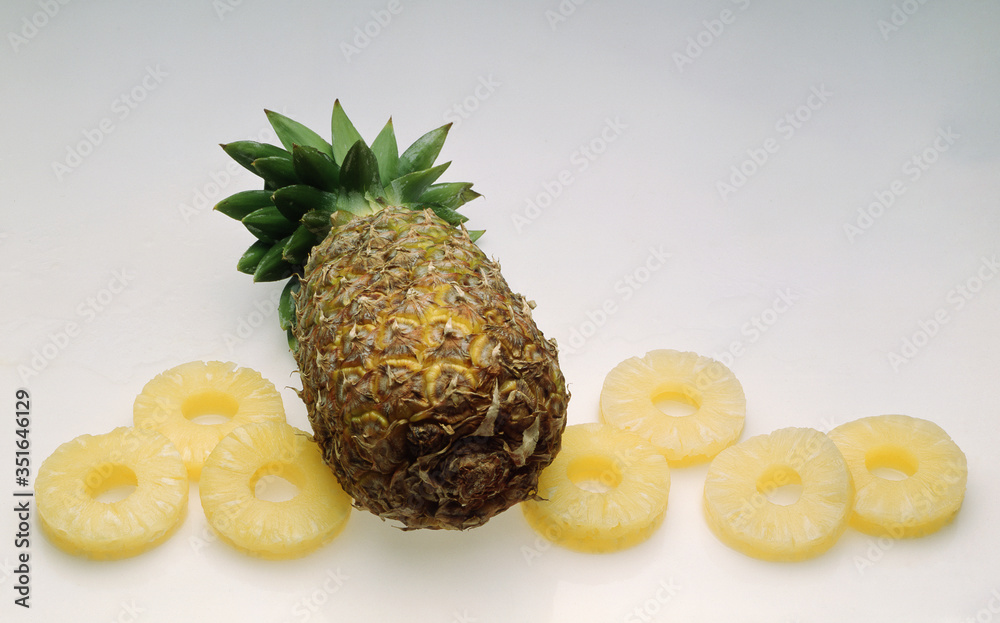 Piña ananas, fruta, alimento, aislada, tropical, madura, fresco ...