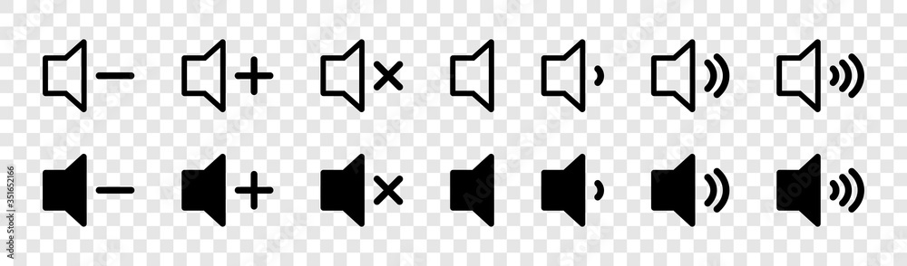 Sound vector icons collection. Black volume audio icons. Sound volume ...