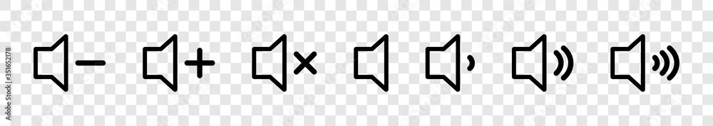 Sound vector icons collection. Black volume audio icons. Sound volume ...