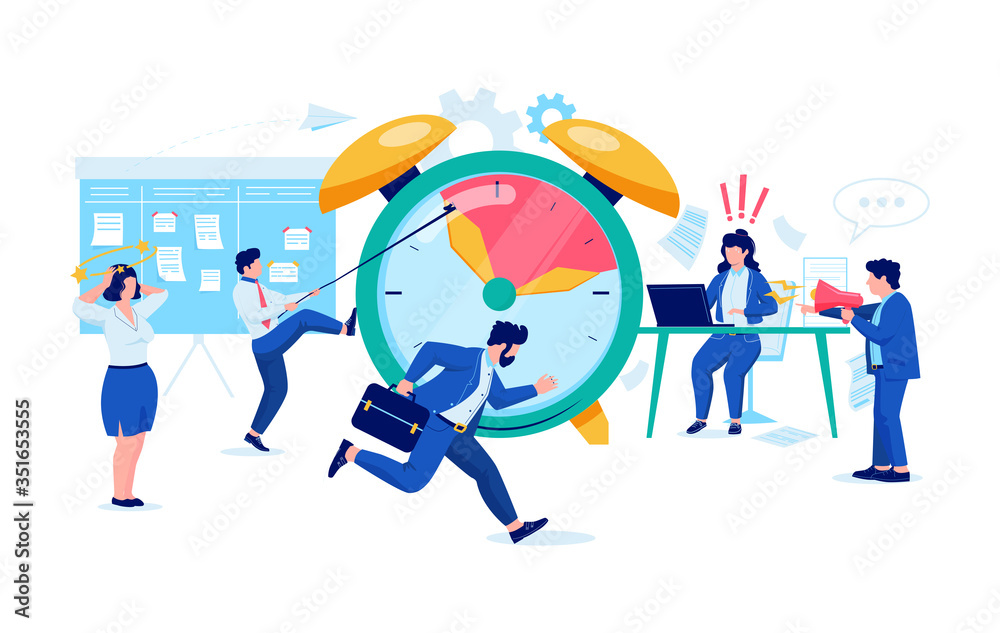 Office workers trying to done a task at Deadline. Time management ...