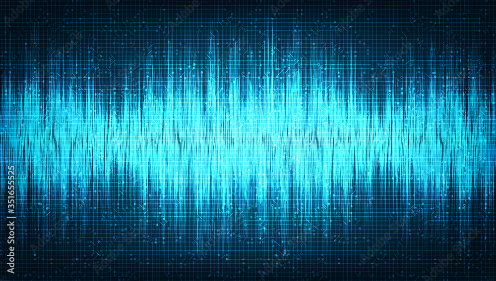 Digital Sound Wave Low and Hight richter scale on Light Blue Background ...