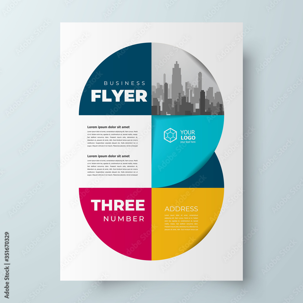 Flyer Three number theme design template cover Stock Vector | Adobe Stock