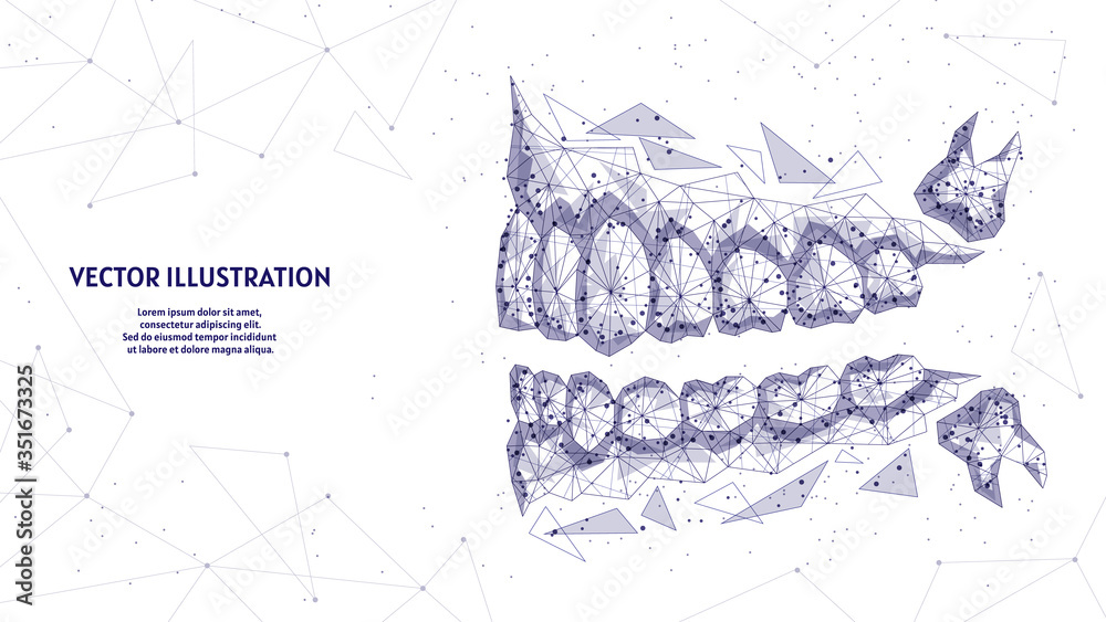 Healthy man jaw, mouth close-up view from the side. Correct bite ...