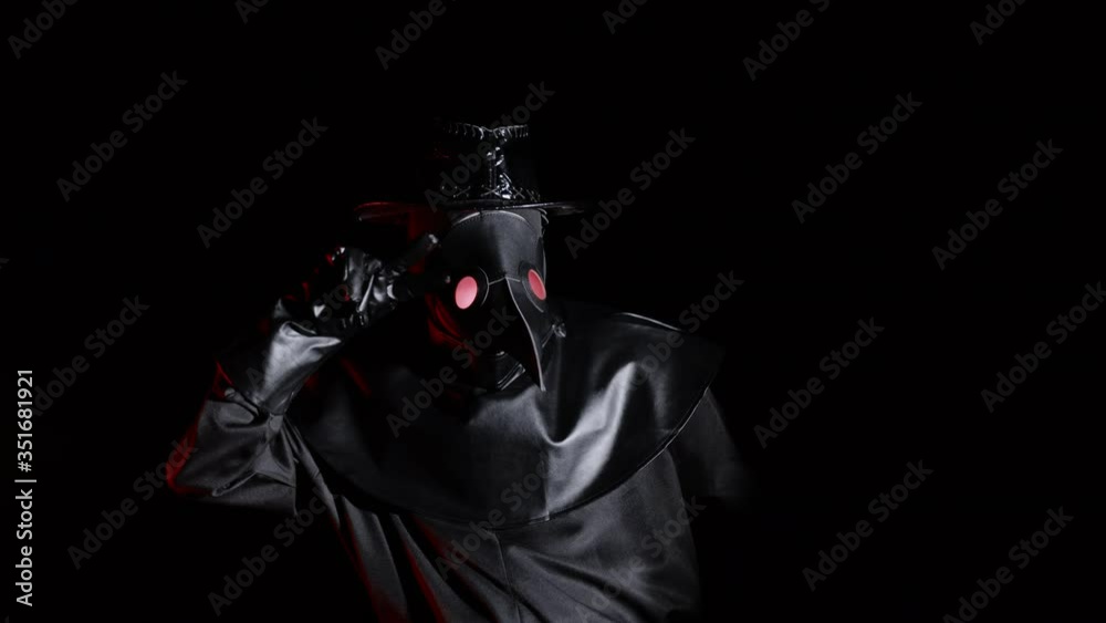 Funny meme footage of comic man in plague doctor costume with crow-like ...