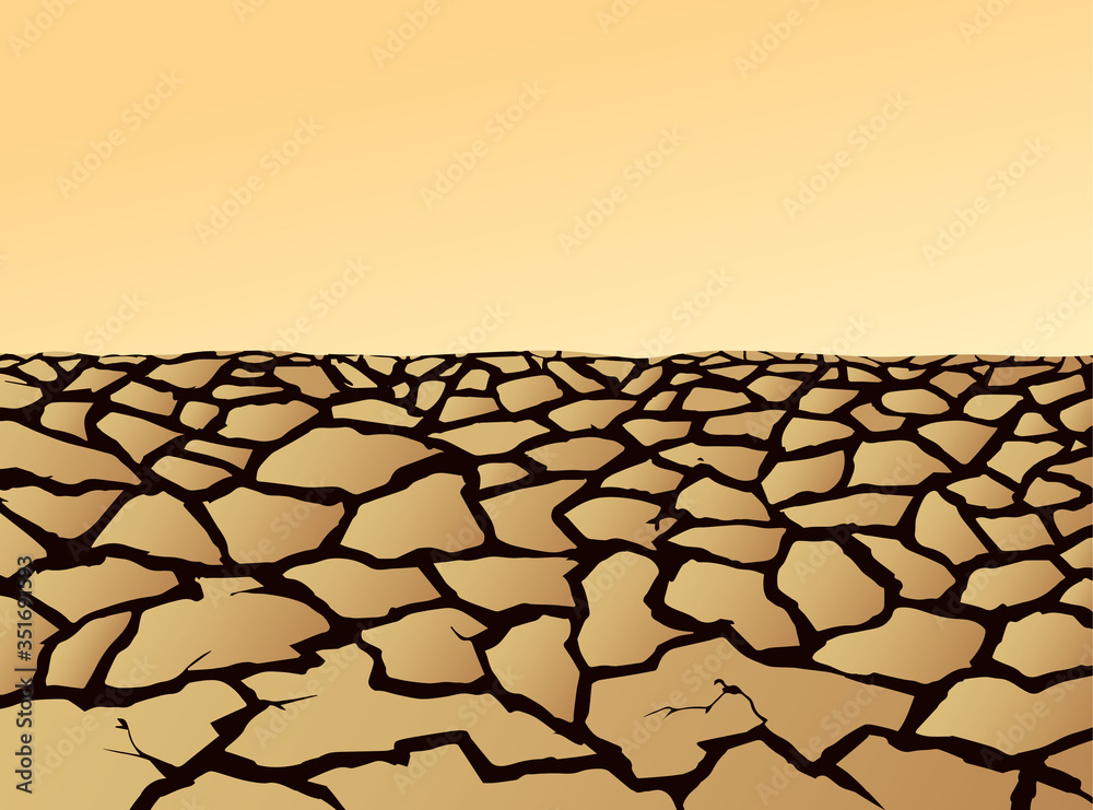 Dry cracked earth. Vector drawing Stock Vector | Adobe Stock