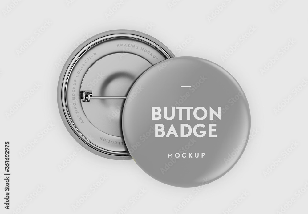 Realistic 3D Circular Pin Button Badge Mockup Scene Stock Template ...