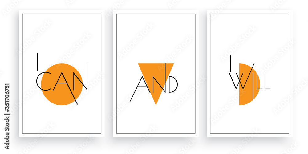 I can and I will, vector. Scandinavian art design. Minimalist poster ...