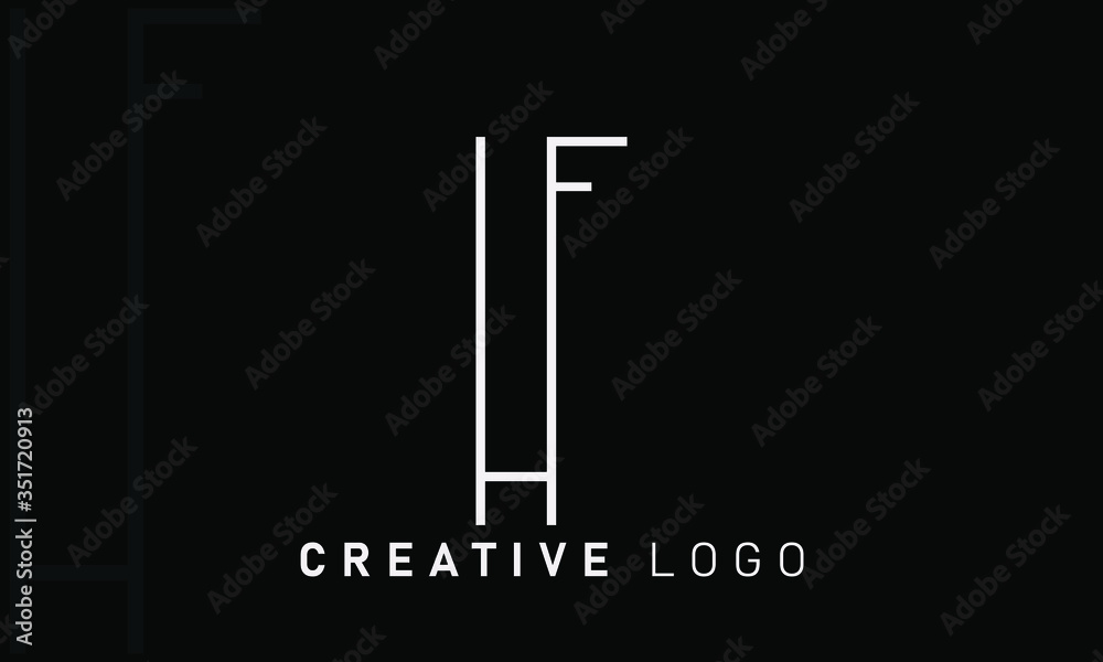 Simple line art letter HF logo. This logo icon incorporate with two ...