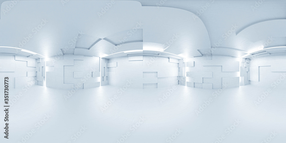 Full 360 equirectangular spherical panorama view of modern futuristic ...