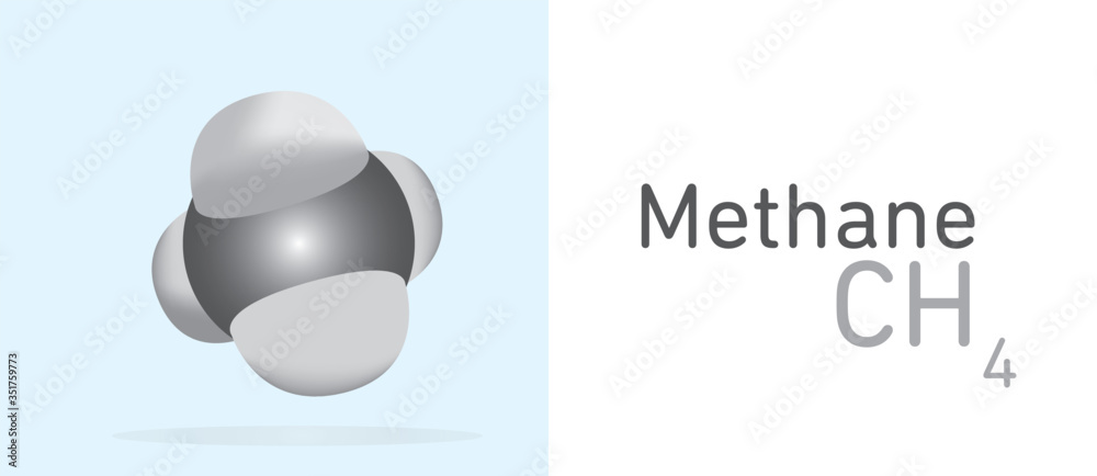 Methane (CH4) gas molecule. Space filling model. Structural Chemical ...