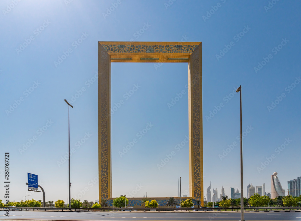 Dubai, UAE - Oct 13, 2018: View of The Dubai Frame in Dubai, UAE. It ...