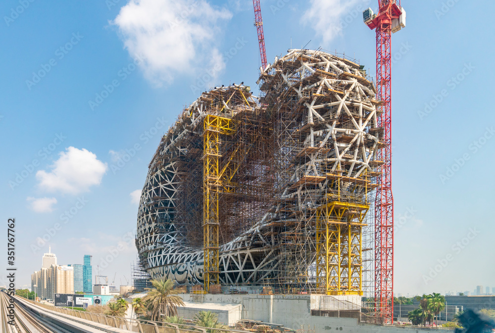 Dubai, UAE - Oct 16, 2018: View of the Museum of the Future under ...