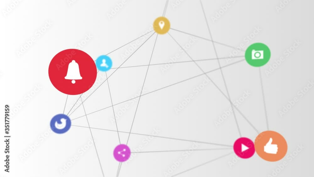 Animation of digital interface icons moving with network of connections ...