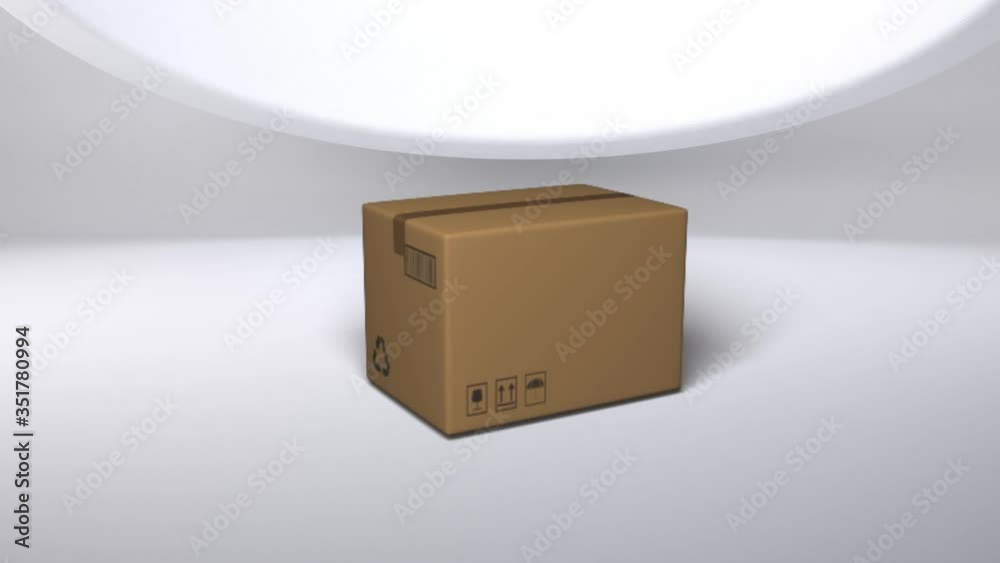 Animation of a falling down cardboard on a white background Stock Video ...