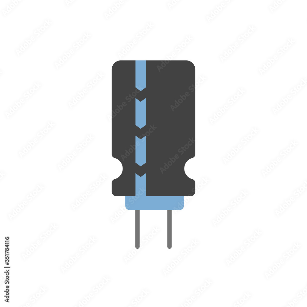 Electronic capacitor vector icon symbol isolated on white background ...