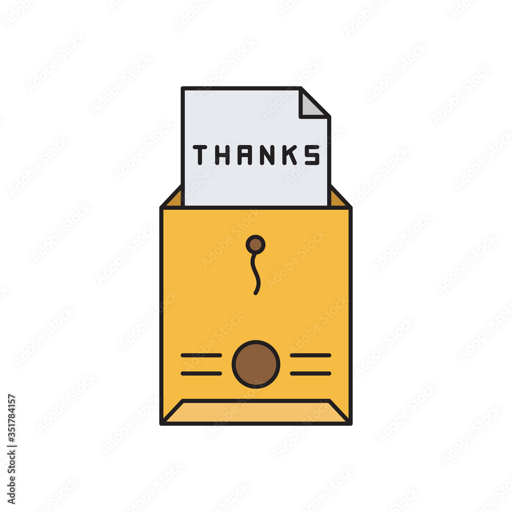 Envelope with thank you letter vector icon symbol isolated on white ...