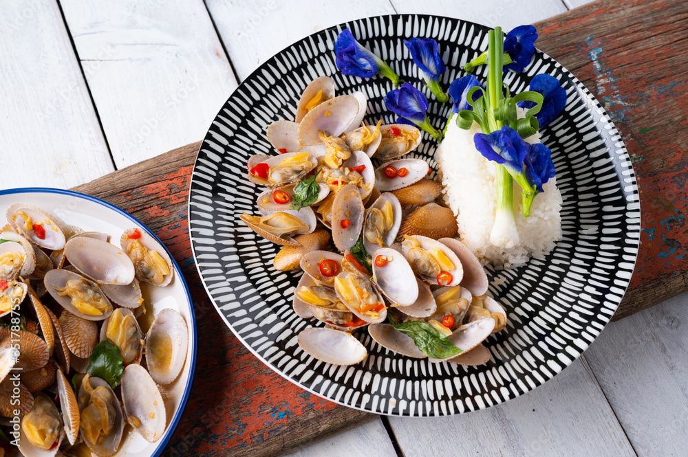 Stir fried Spicy Clam (Surf clam, Short necked clam, Carpet clam, Venus ...