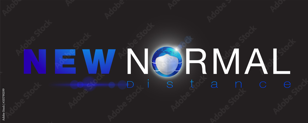 Black banner design for New normal concept word and distancing peple to ...