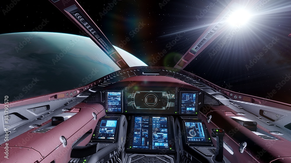 view from the cockpit of a spaceship, cockpit spacehip background ...