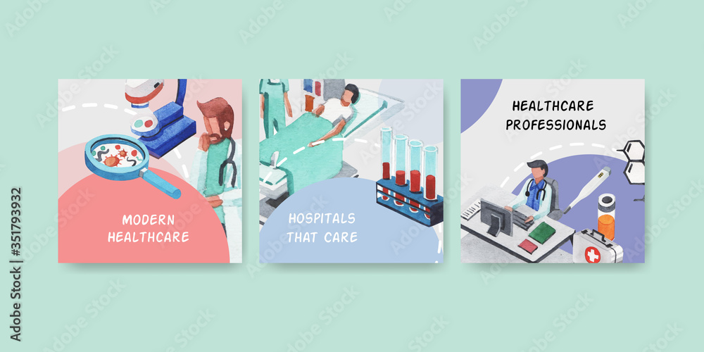 healthcare banner design with hospital,doctor and pharmacy Stock Vector ...