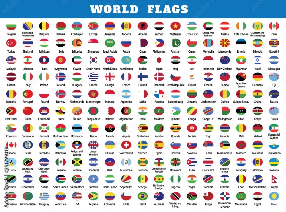 Rounded world flags Collection. circular design. Rounded world flags ...