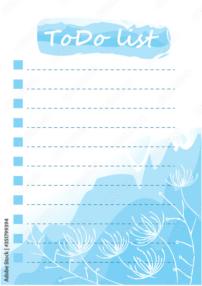 Cute stock vector A4 template for a list and decorative blue ...