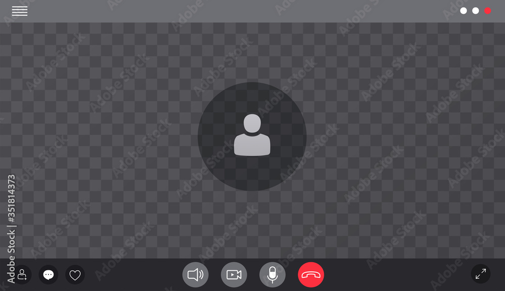 Video chat interface, user web video call window. Concept of social remote media, remote ...