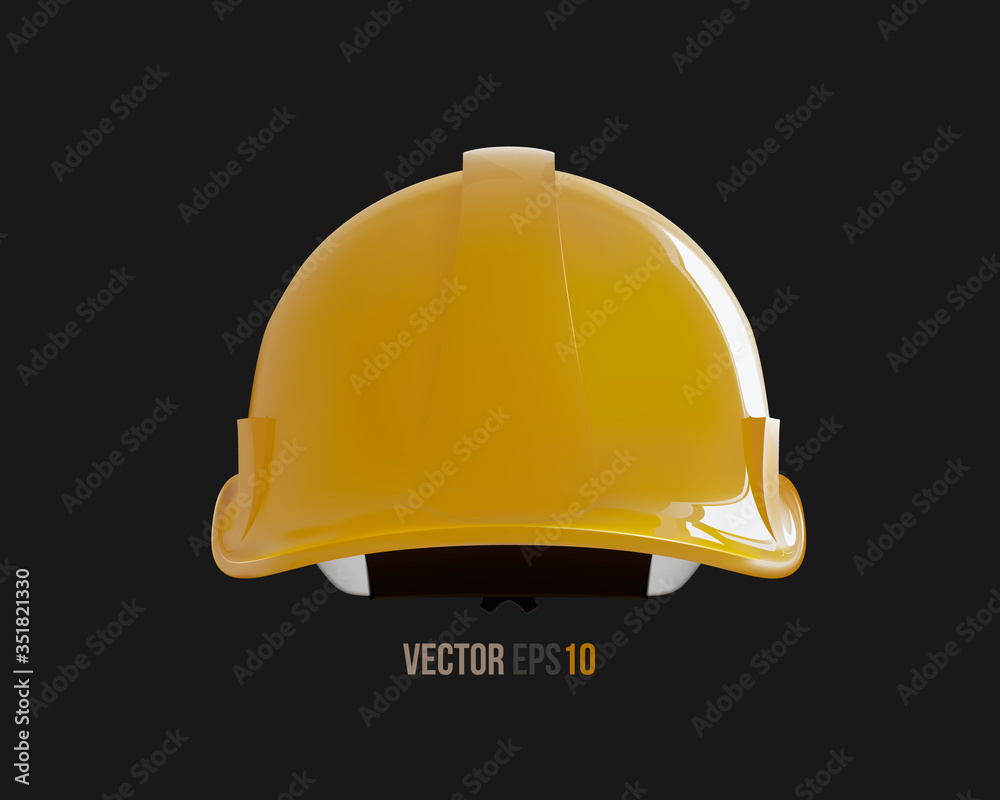 Isolated yellow hard hat. Realistic 3D Vector Illustration Stock Vector ...