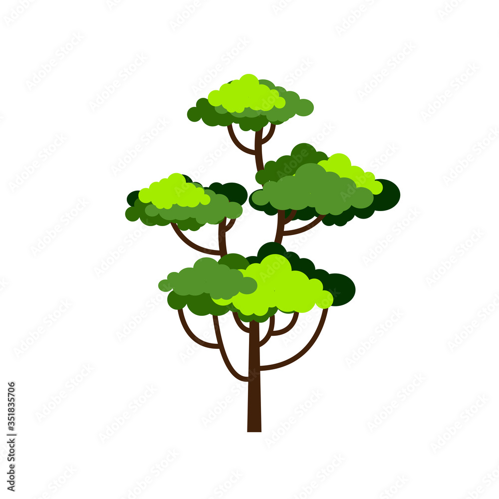 Green cartoon tree. Deciduous tree. Isolated object for design. Stock ...