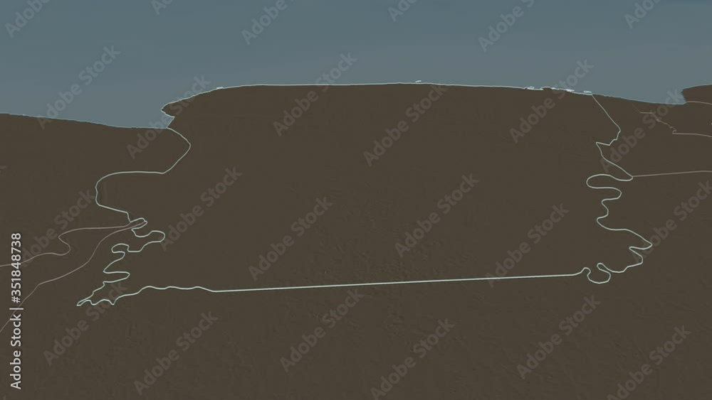 Saramacca, district with its capital, zoomed and extruded on the ...