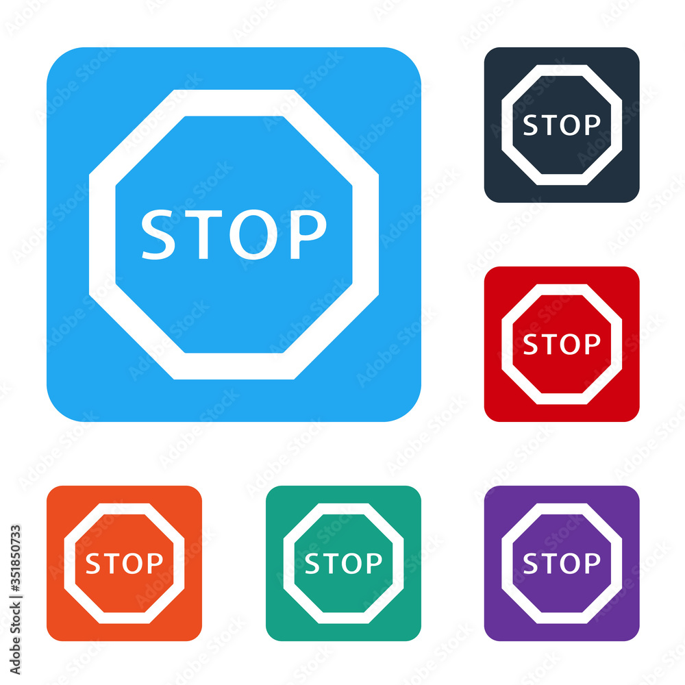 Vecteur Stock White Stop sign icon isolated on white background ...