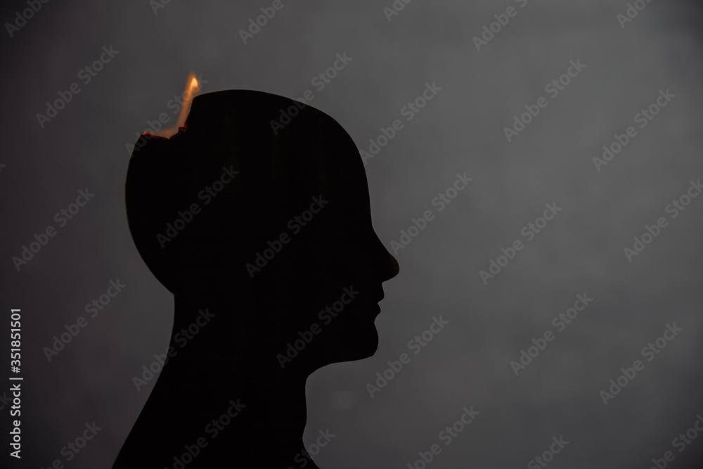 Brain disorder symbol presented by human head made form paper ...