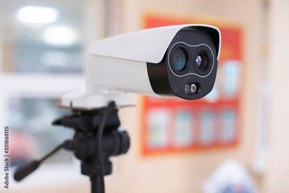 Infrared scanner thermal camera body temperature detector in hospital ...