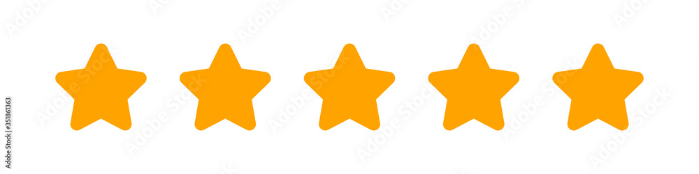 five stars icon cute isolated on white background, chic 5 star shape ...