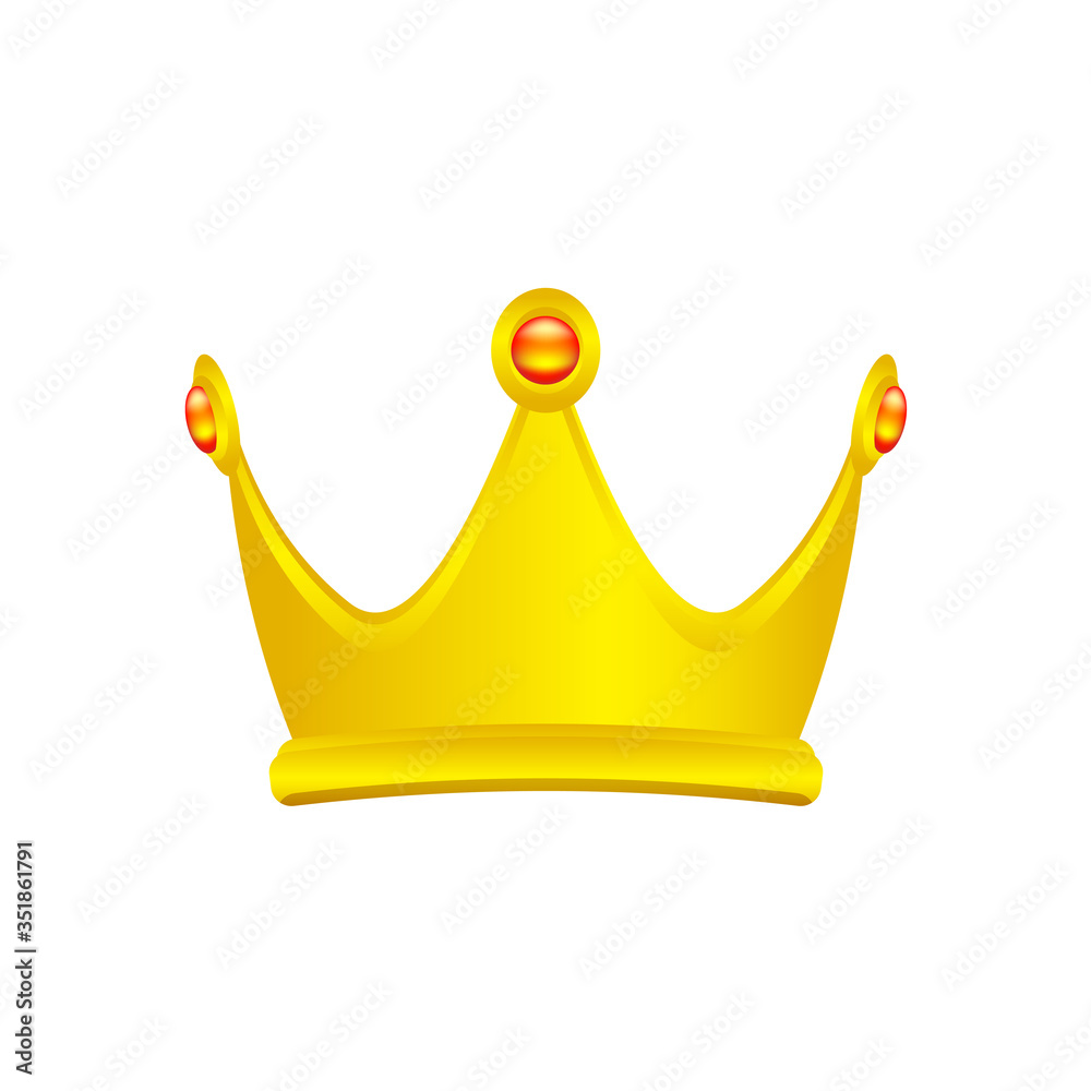 golden crown isolated on white, circle crown gold icon, vintage golden ...
