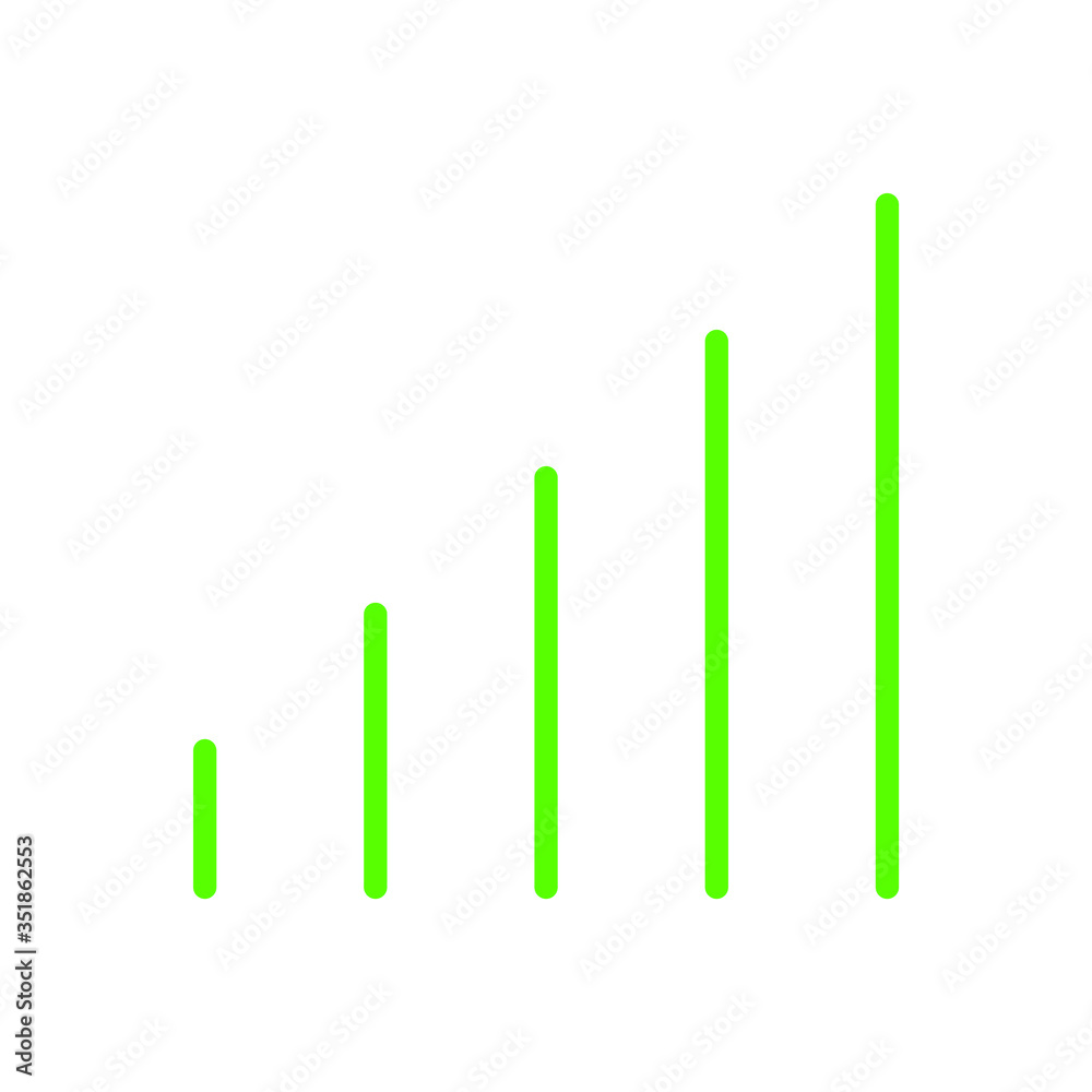 green line graph symbol for icon, simple line bar chart, icon signal ...