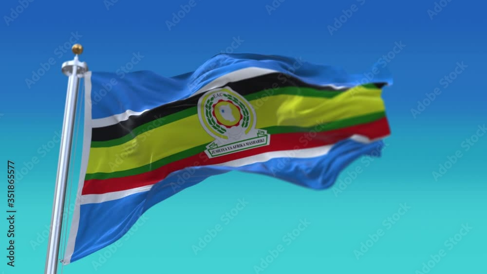 4k East African Community flag;EAC cloth texture slow seamless loop ...