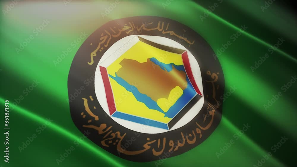 4k Gulf Cooperation Council flag;GCC cloth texture slow seamless loop ...