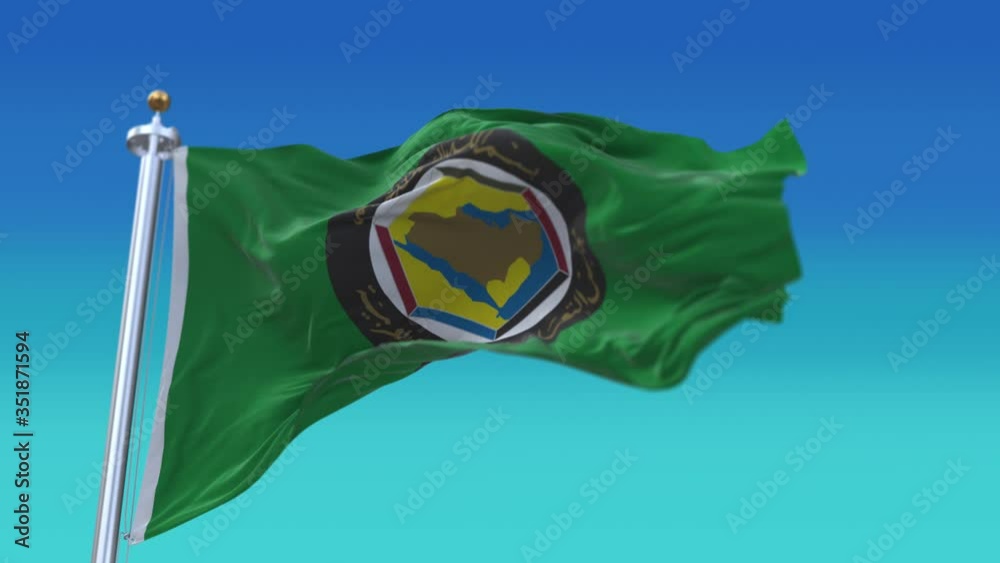 4k Gulf Cooperation Council flag;GCC cloth texture slow seamless loop ...