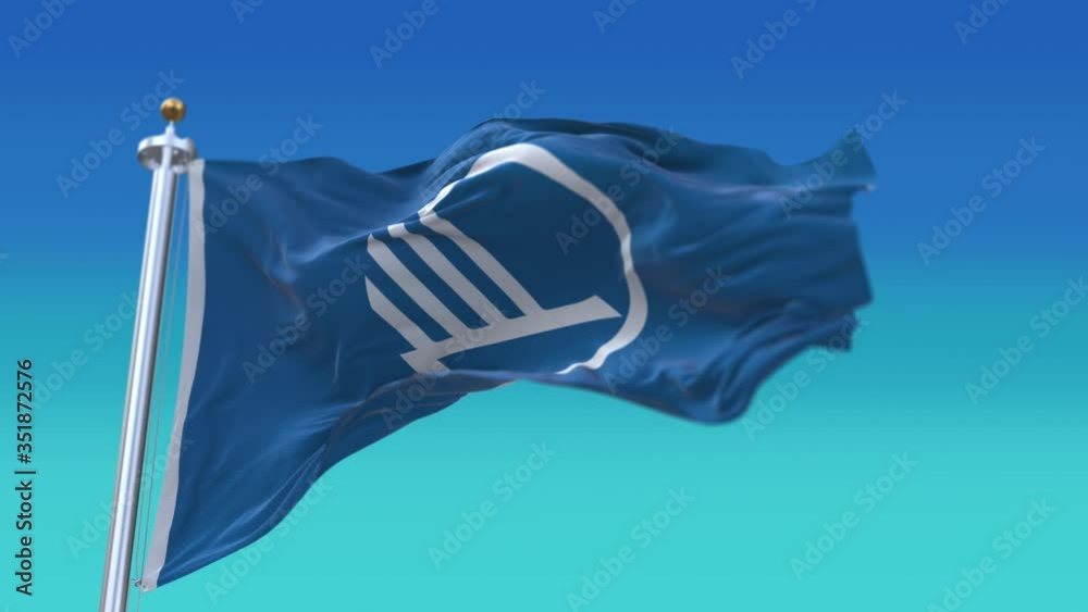 4k Nordic Council flag;cloth texture slow seamless loop waving with ...