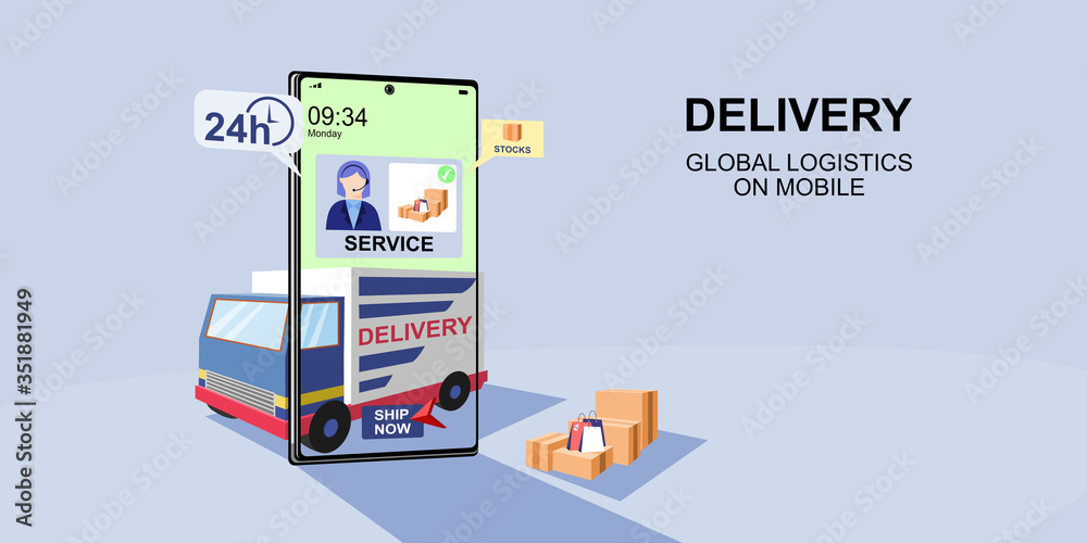 Online delivery global logistics concept. Delivery home and office ...