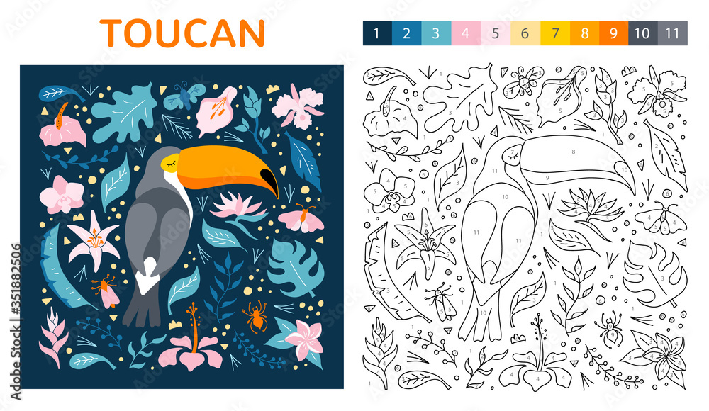 Coloring book by numbers. Template for learning colors by children ...