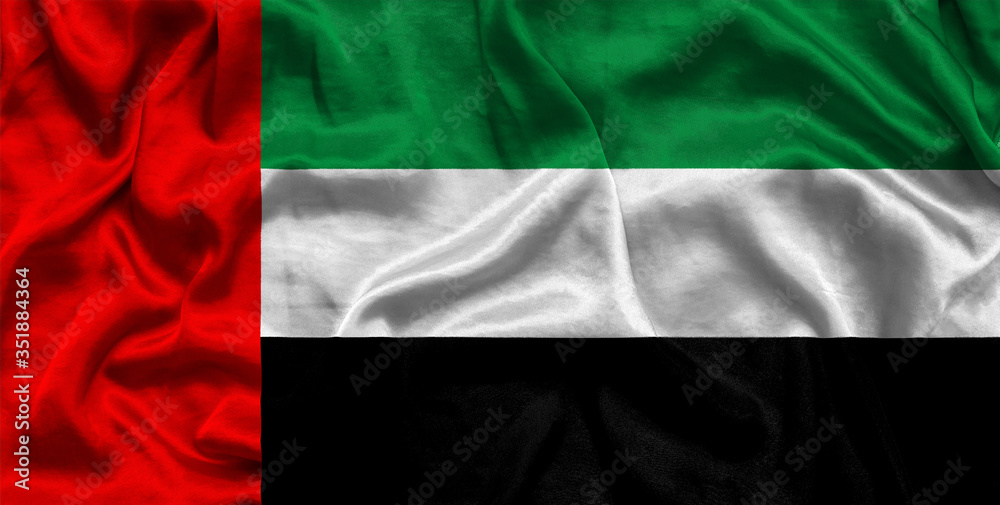 National flag of UAE background with fabric texture. Flag of UAE in ...