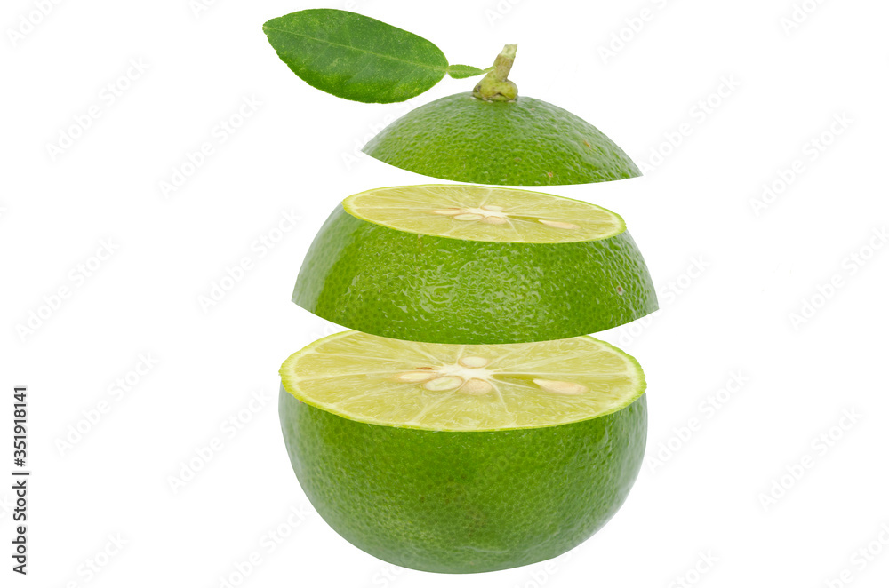 Flying lemon. Sliced lemon isolated on white background. Levity fruit ...
